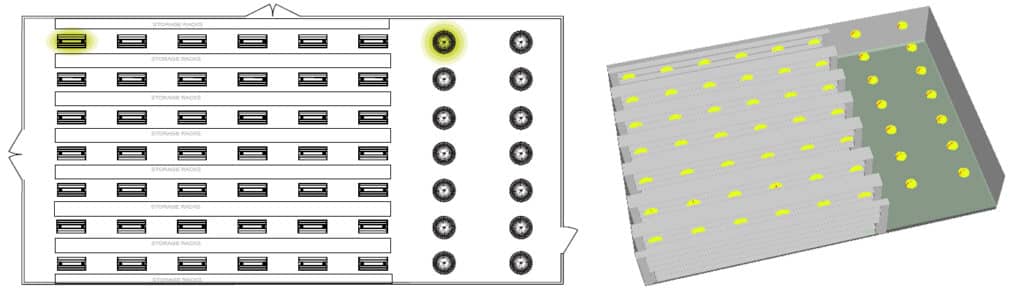 Conception eclairage entrepot LED | Distribution lumineuse